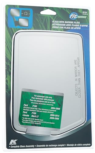 Passenger Side Non-heated Mirror Glass w/backing plate, Ford F150 (does not fit STX models), Mark LT, 6 13/16" x 9 1/8" x 10 1/2" (w/o Blind Spot)