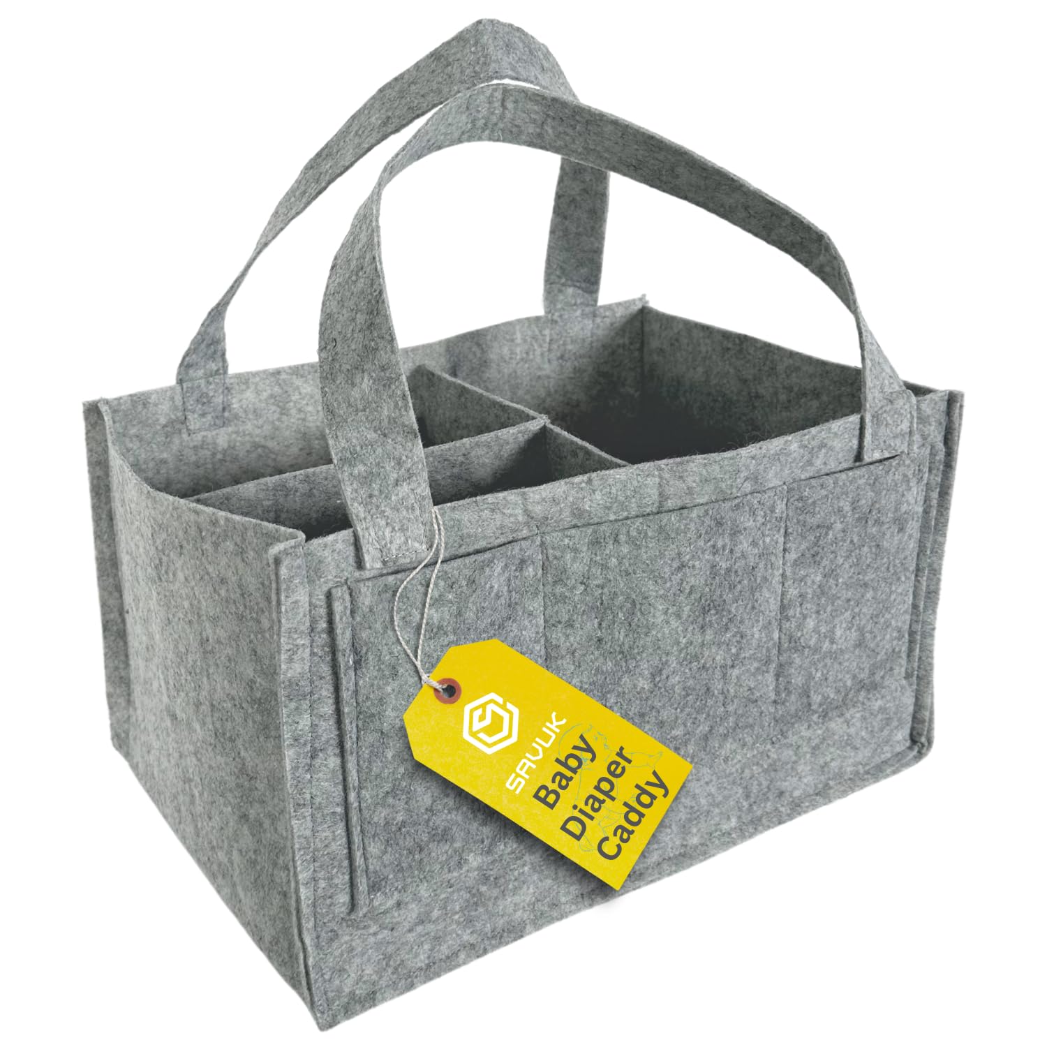 SAVUK Baby Diaper Caddy Organizer Portable Newborn Shower Basket Gifts Storage Changing Wipes Bag Car Nursery Infant Boy or Girl Baby (Grey)