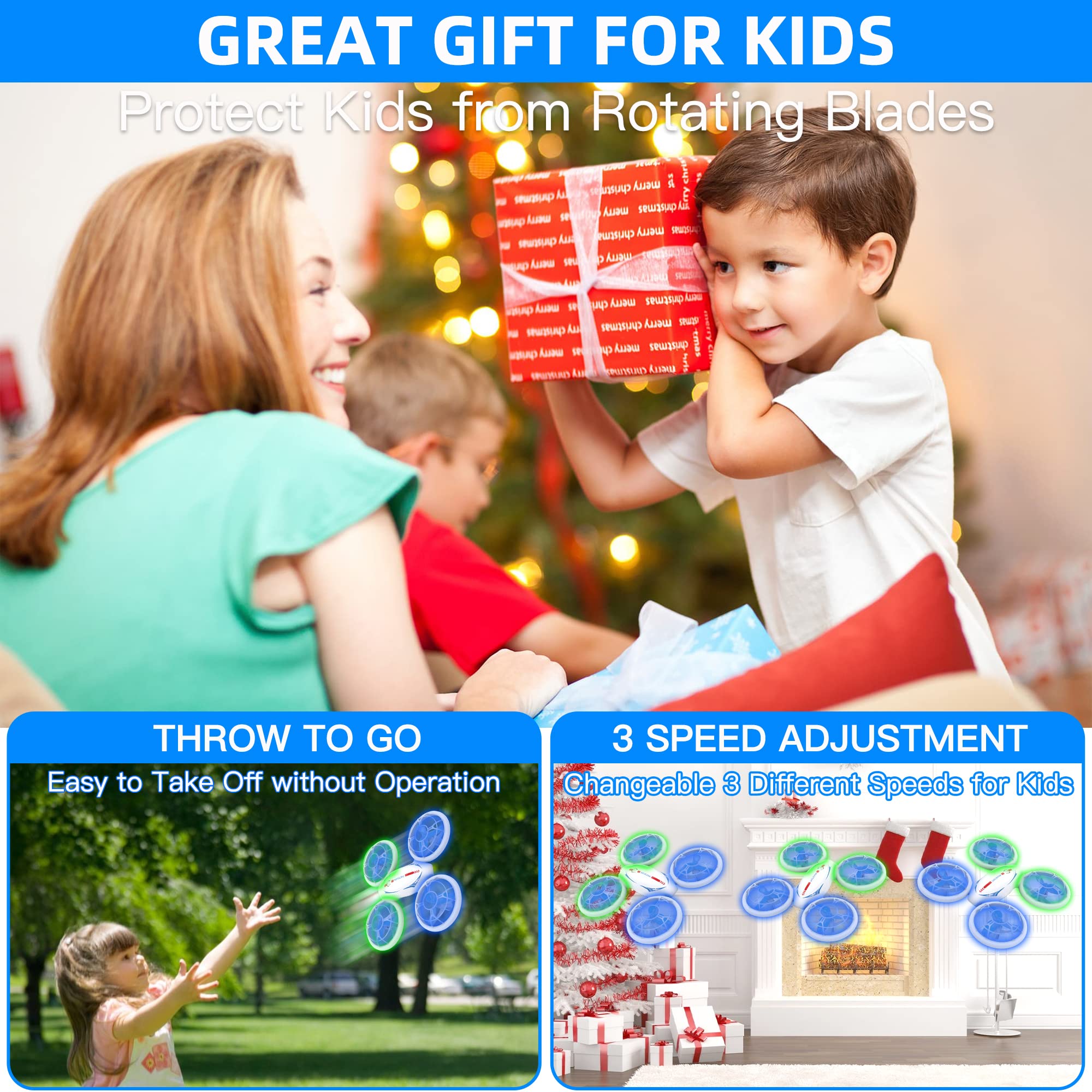 PATIKUIN Drones for Kids RC Mini Drone with LED Lights for over 8 years old Boys and Girls Beginners, RC Helicopter Quadcopter with Five Cool Light Effects, Auto Hovering, 3D Flip, Remote Control Headless Mode, Circumflight and Emergency Paddle Stop
