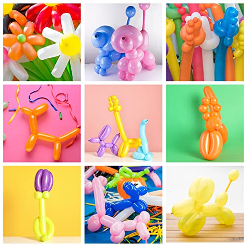 RUBFAC 260 Balloons, 450pcs Colorful Long Balloons with Pump, Premium Twisting Balloons Animals Magic Balloons for Birthday Wedding Party Supply
