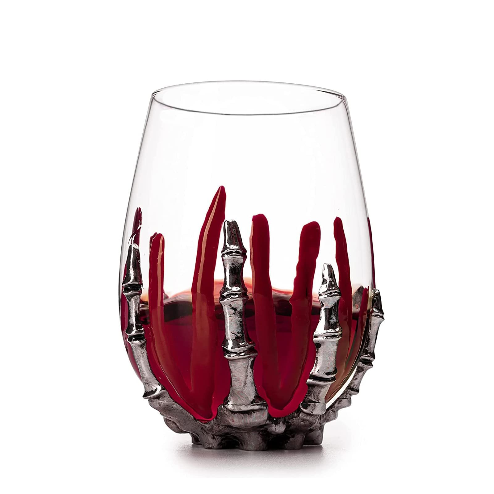 Skeleton Wine Glass, Bloody Hand Wine Skull Glass - 12oz Skeleton Glasses 5" H, Goth Gifts, Skeleton Gifts, Skeleton Decor, Spooky Wine Gift Set, Trick Or Treat, Themed Parties!