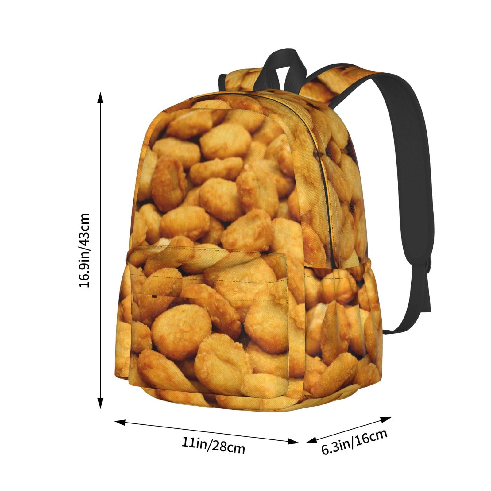 SDERDZSE Funny Fried Chicken Nuggets Pattern Backpack Casual Large Capacity Daypack Lightweight Travel Backpack For Men Women