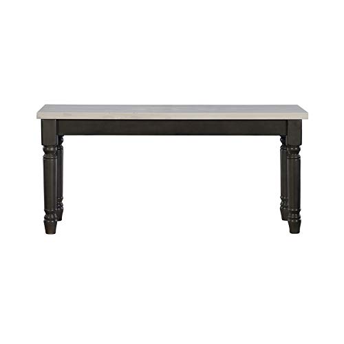Powell Linon Willow Wood Dining Bench in Smokey White and Dark Gray