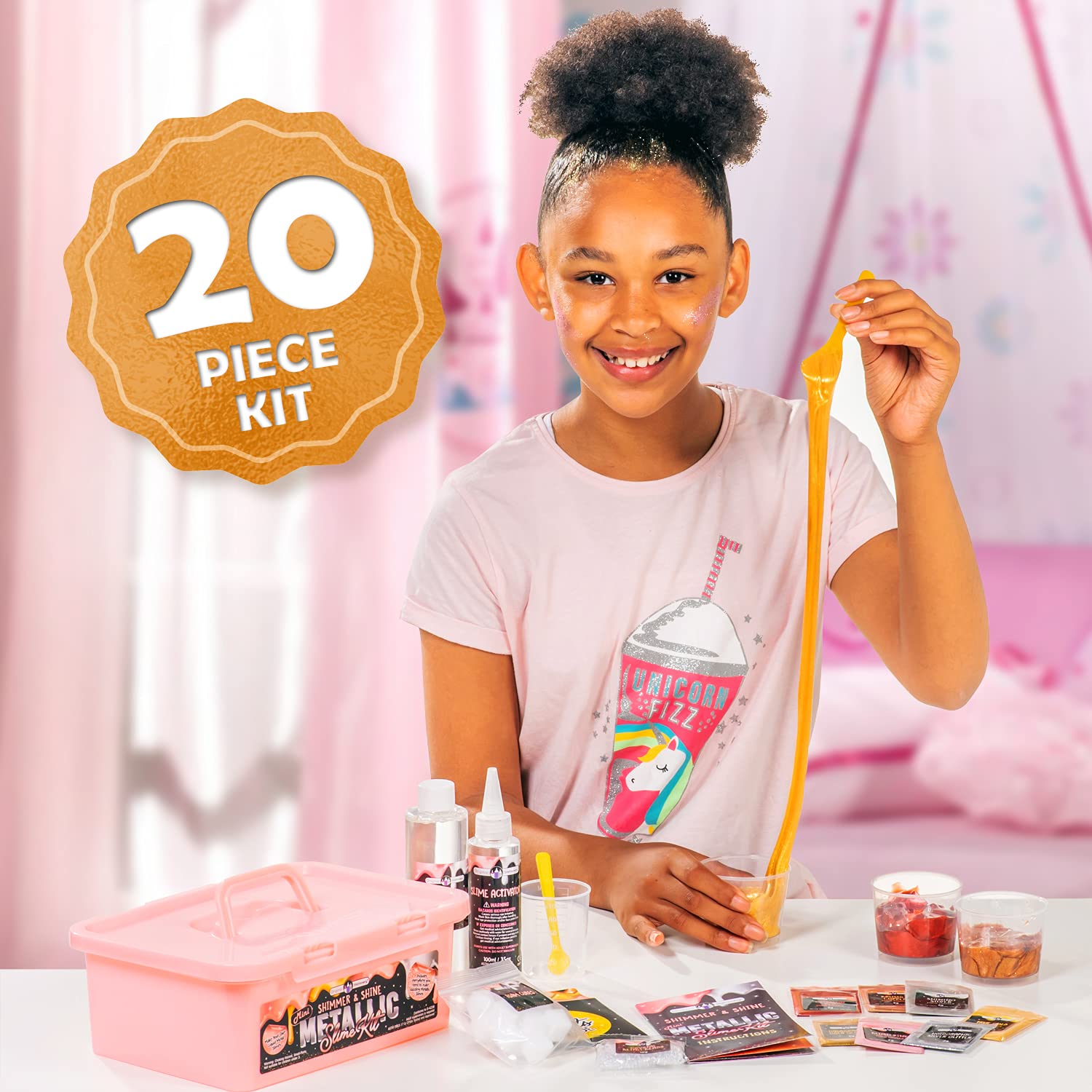 Original Stationery Mini Metallic Shimmer and Shine Slime Kit, Make Metallic Rose Gold Slime & Lots of Shimmery Slime Creations, Great Gift Idea
