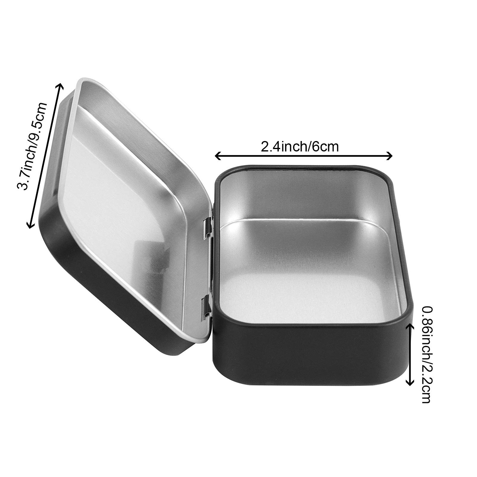 ZOENHOU 60 Pack Metal Rectangular Empty Hinged Tins, Black Mini Portable Box Containers, Tin boxes with Hinged Lids, Small Tins for Storage Home Organizer, 3.7 x 2.4 x 0.9 Inch