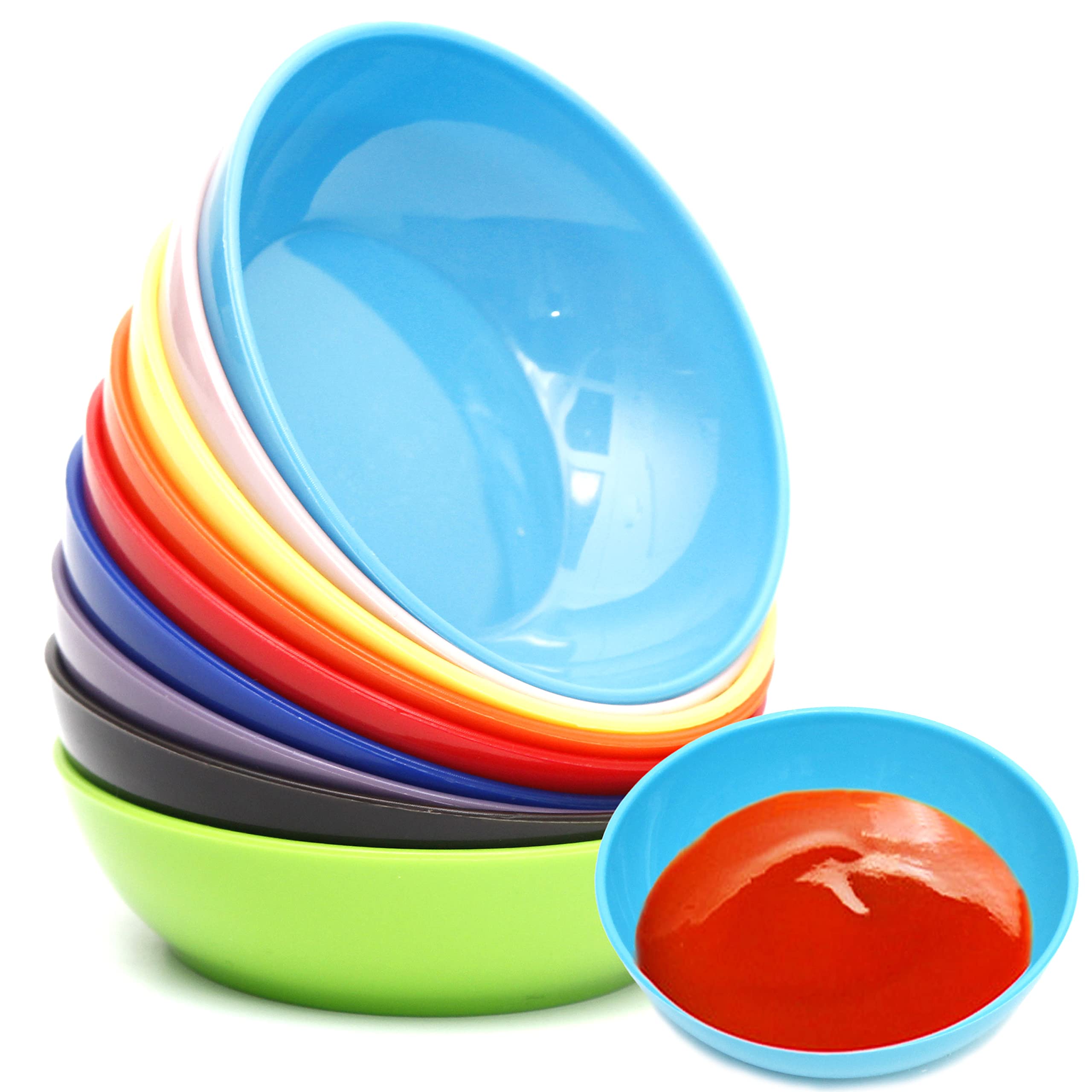 Youngever 9 Pack Plastic Sauce Dishes, Dipping Sauce Bowls, Plastic Dipping Containers (Rainbow Colors)