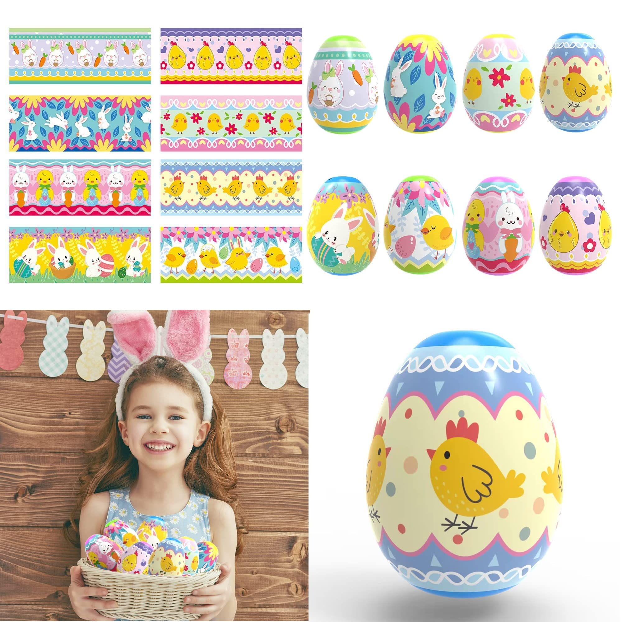 Wittocs 36 Pcs Easter Egg Wrapper Luminous Eggs Film Shrink Wraps for 2.4in Easter Eggs Chicken Bunny Egg Sleeves Decorations, New Cute Easter Egg Arounds