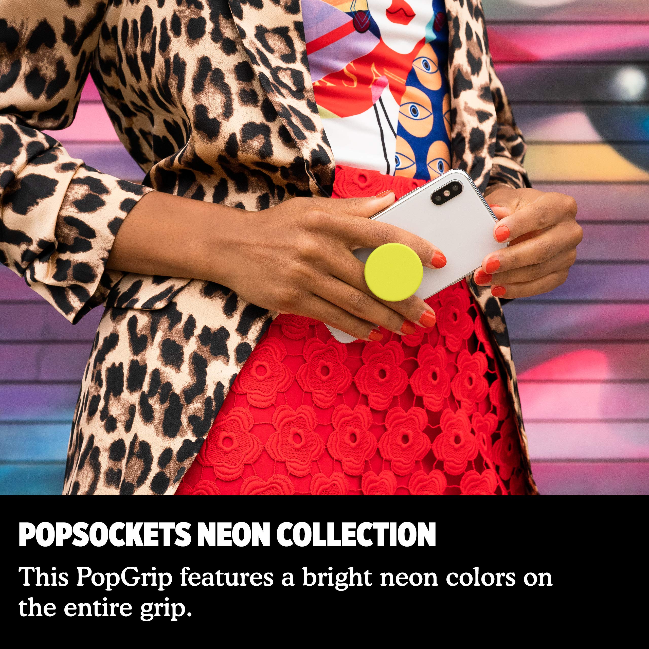PopSockets Phone Grip with Expanding Kickstand, Solid PopGrip - Neon Yellow