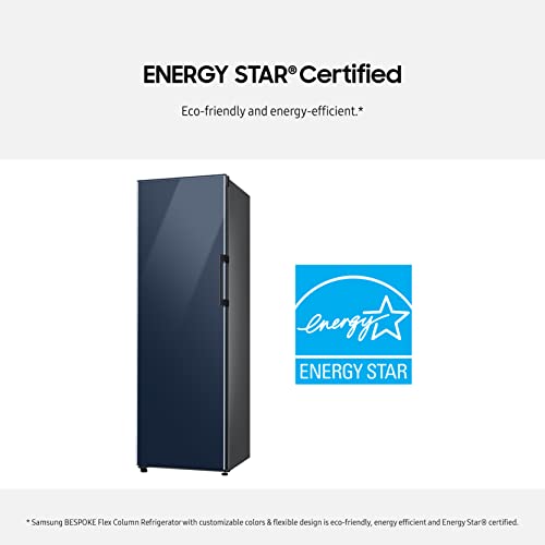 SAMSUNG 11.4 Cu Ft BESPOKE Flex Column Compact Refrigerator w/ Freezer, Flexible Slim Design for Small Spaces, Even Cooling, Reversible Door, Energy Star Certified, RZ11T747441/AA, Navy Glass