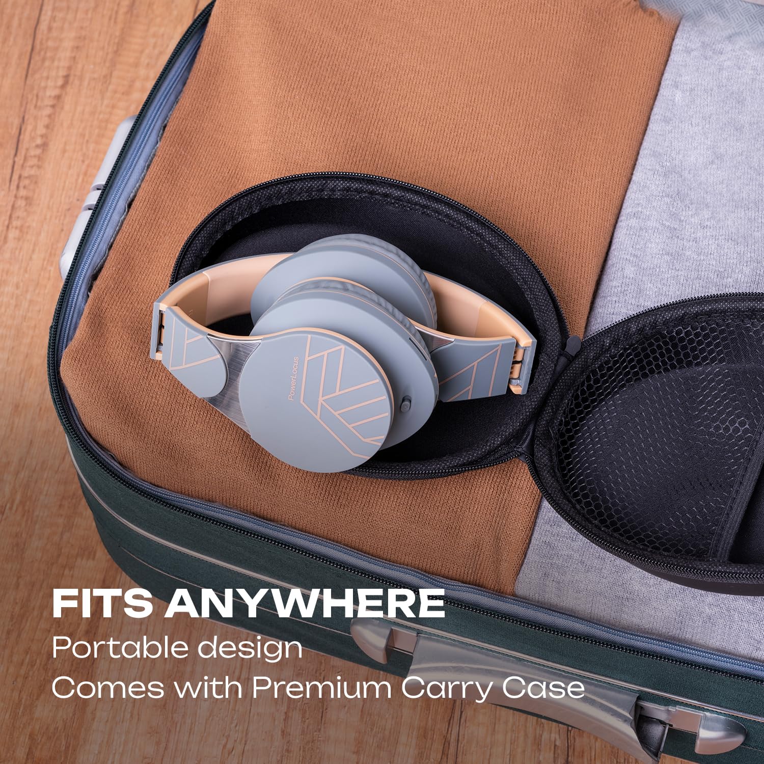 PowerLocus Bluetooth Headphones Over Ear, 40H Playtime with 4 EQ Modes, Wireless Headphones with Microphone, Hi-Fi Stereo Foldable Headset, FM Radio, Micro SD/TF, Deep Bass for Travel/PC/Cell Phones