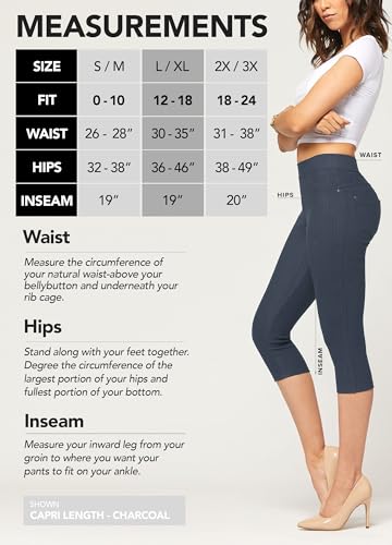 Premium Stretch Soft High Waisted Jeggings for Women - Denim Leggings - Cotton Stretch Blend - Charcoal Grey - 12-18
