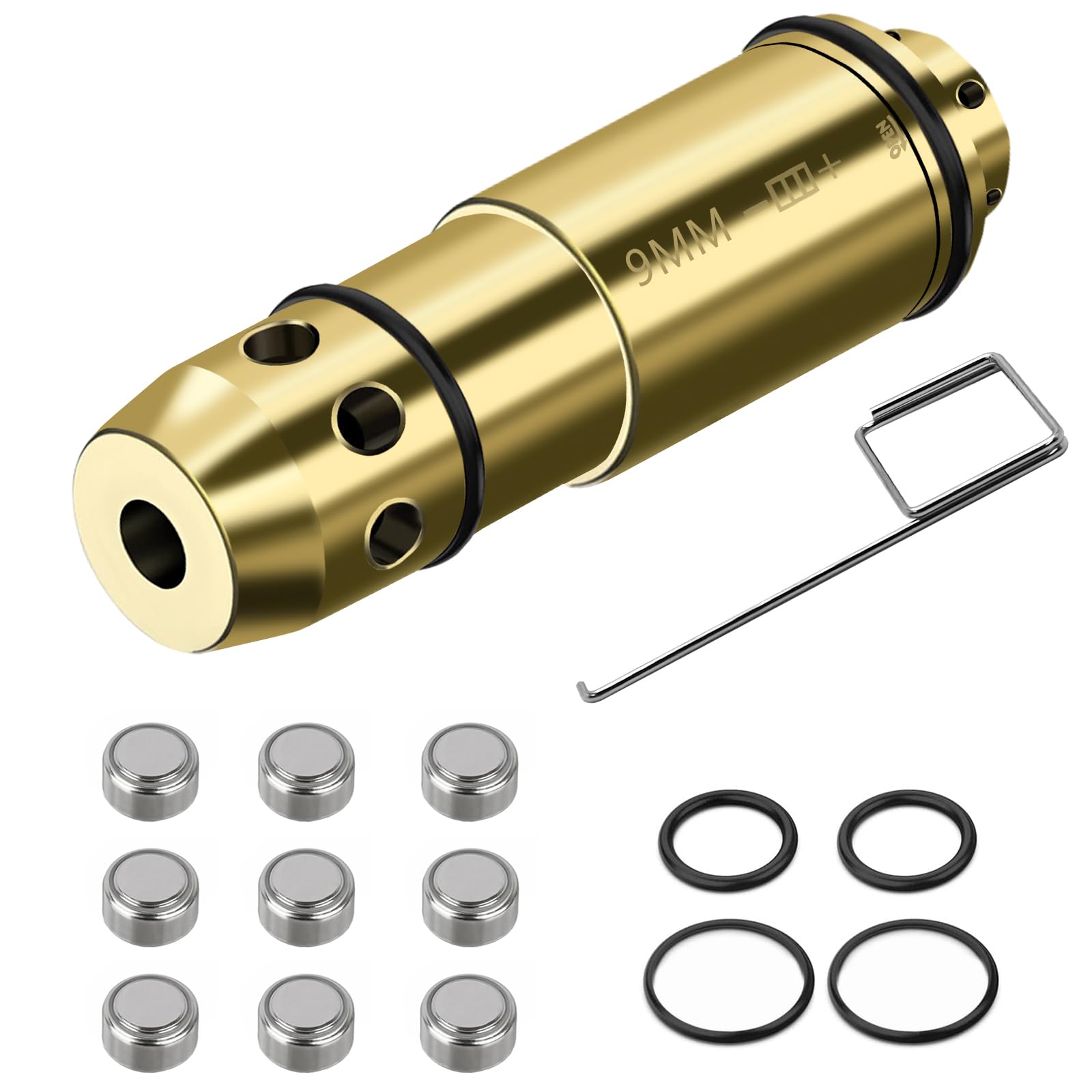Nihowban Laser Training Cartridge 9mm Caliber with Chamber Extractor Tool for Dry Fire Training Practice, Including Extra Built in Rubber Snap Cap with 3 Sets of Batteries