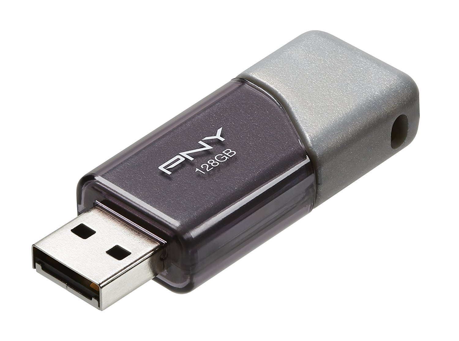 PNY USB 3.0 Flash Drive Elite Turbo Attache 3 Two Pack Bundle with (1) Everything But Stromboli Lanyard (2 Pack) 128GB, Gray