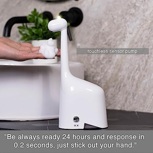 RocFath Automatic Soap Dispenser Touchless, Foaming Hand Soap Dispenser with Waterproof Design, 3 Adjustable Levels, 9.5 oz Rechargeable Foam Soap Dispenser for Kids (White)