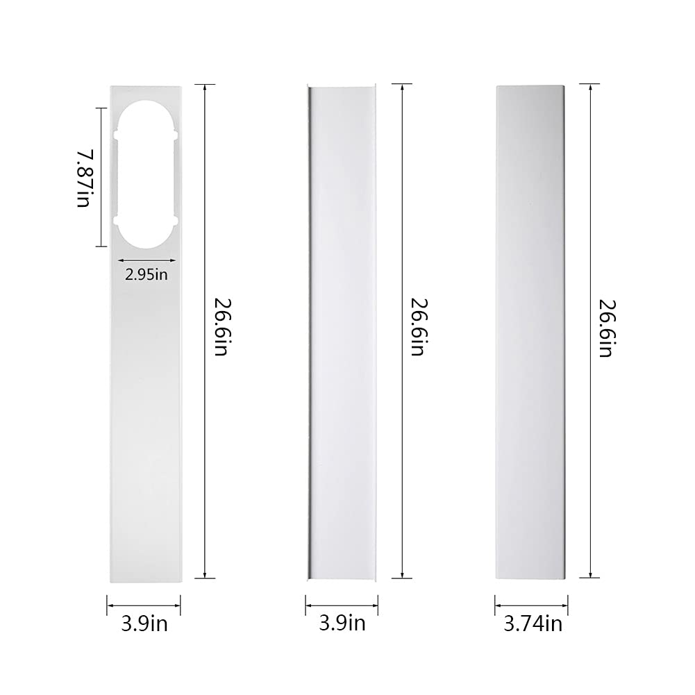 Portable AC Window Kit for Vertical Window, Air Conditioner Window Slide Kit Plate Adjustable Length MAX 190cm AC Vent Kit Fit for Exhaust Hose with 5.1 or 5.9 Diameter (3# 3pcs Slide Kit Plate MAX