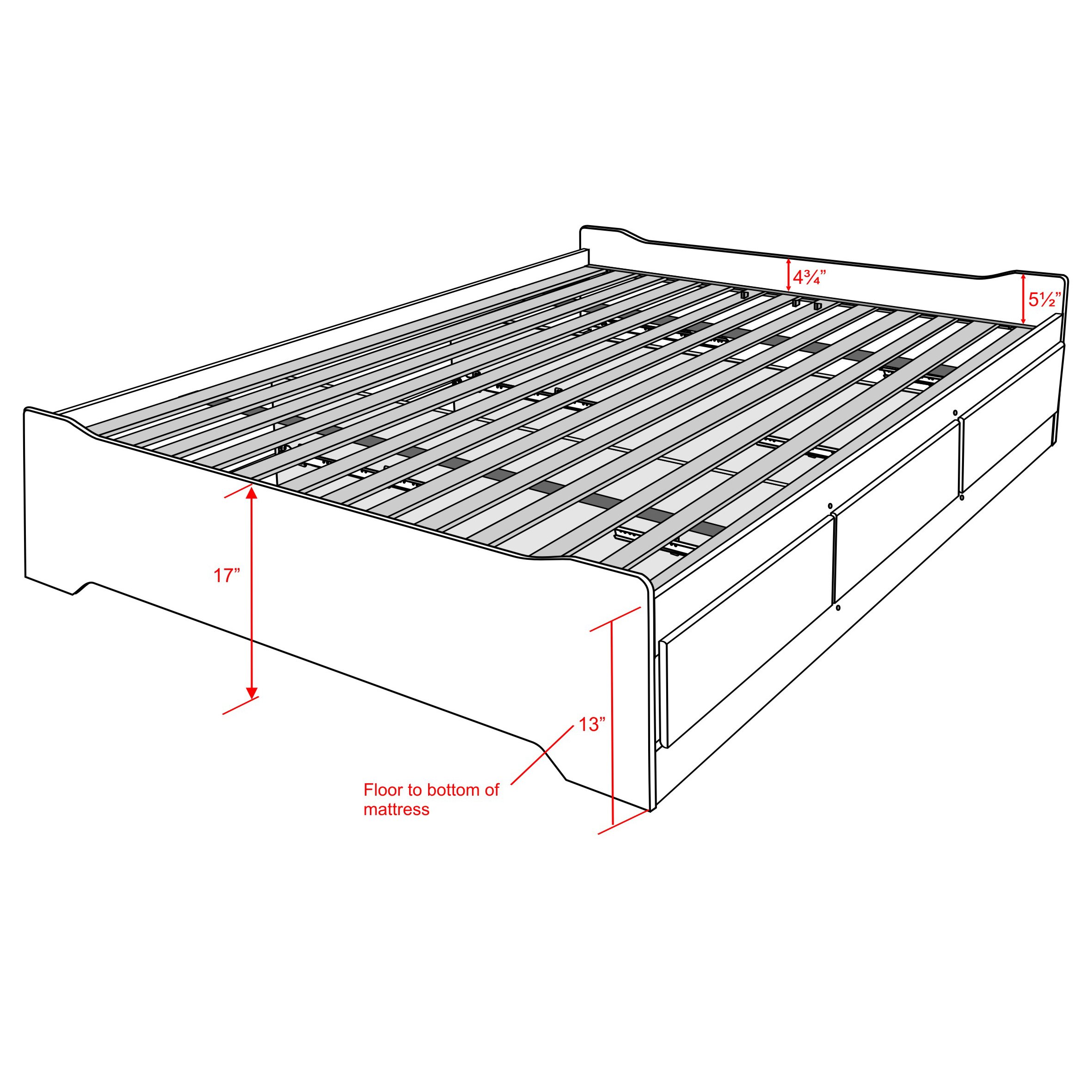 Prepac Mate's Queen 6-Drawer Minimalist Platform Storage Bed, Contemporary Queen Bed with Drawers 81.5" D x 63" W x 18.5" H, Black, BBQ-6200-3KV
