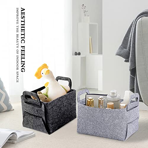 Storage Basket Felt bag,Closet Storage Bins Convenien with Handles Storage Box Collapsible & Convenient Box Organizer for Office Bedroom Closet Babies Nursery Toys Laundry Organizing (Light Grey)