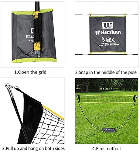 Portable Badminton Net Set with Stand Carry Bag, Folding Volleyball Tennis Badminton Net β Easy Setup for for Outdoor/Indoor Court, Backyard, Beach No Tools or Stakes Required