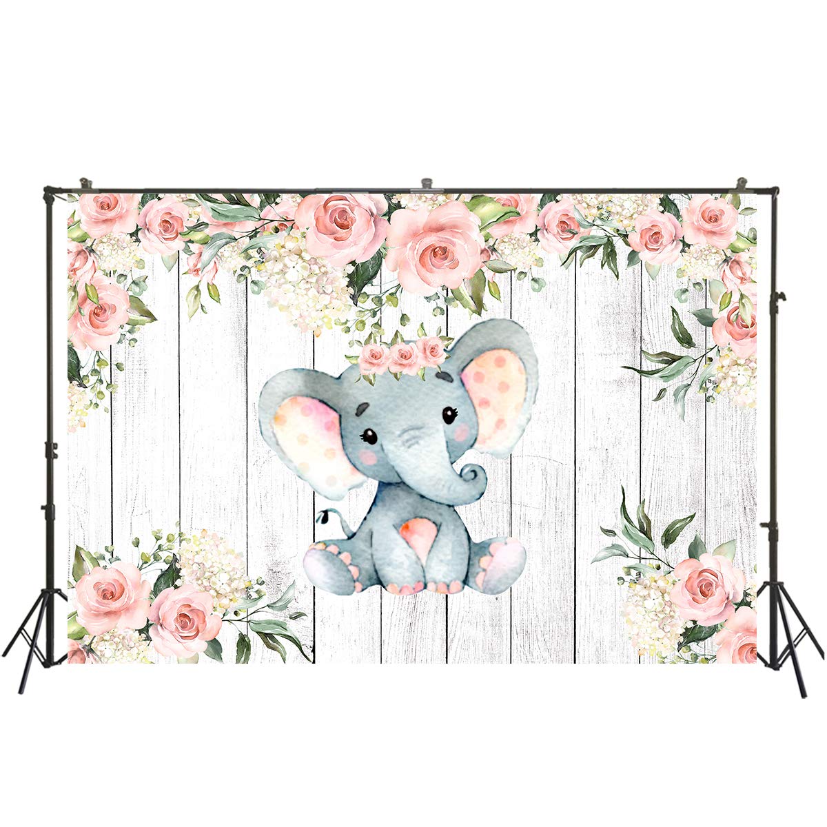 Pink Elephant Peanut Baby Shower Backgrounds Girl Babyshower Backdrop Photo Booth Portrait Scene Setter Buffet Wallpaper Studio Decorations Cake Table Poster Floral Decors Mural Background 8x6ft