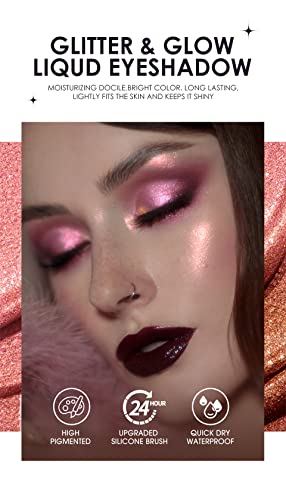 SUMEITANG 10 Colors liquid glitter eyeshadow Colorful Metallic Eye Shadow Set Diamond Shimmer Sparkle Eye Looks Shiny Glitter Eyeshadow Quick-Drying & Longwearing for Women Eye Makeup Kit