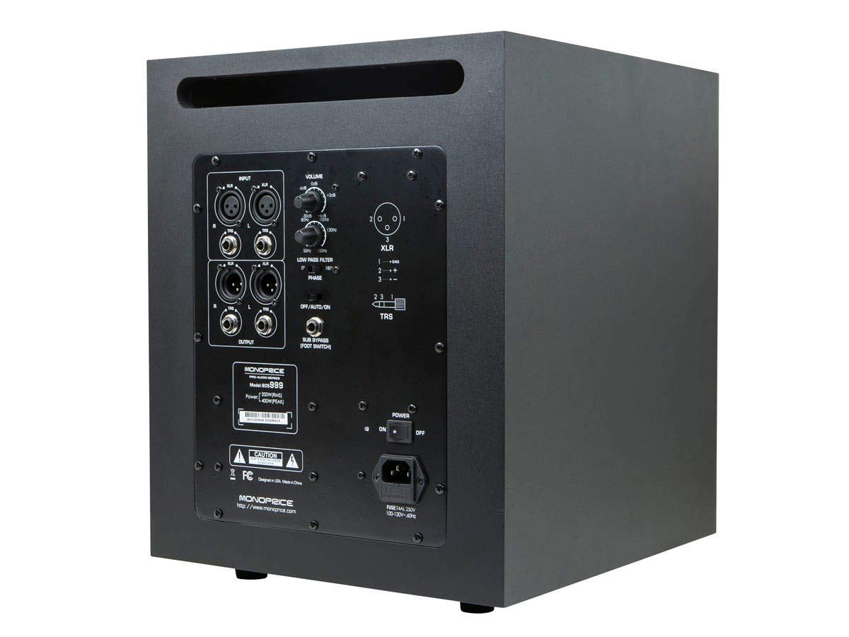 Monoprice Stage Right 10-Inch Powered Studio Multimedia Subwoofer - (605999) Black