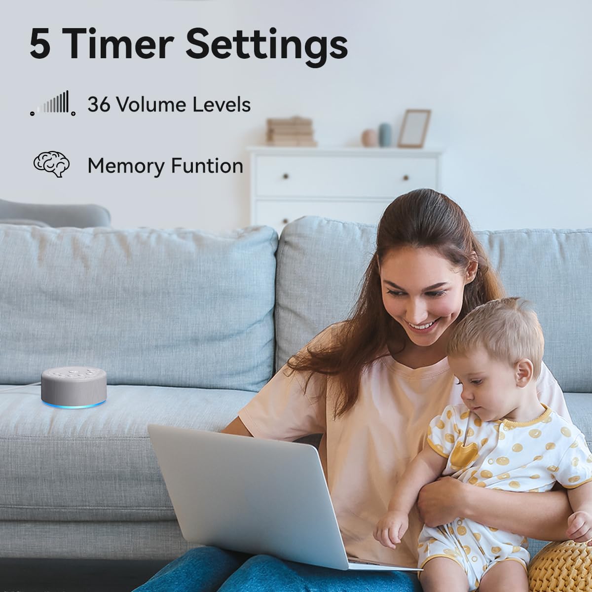 Sleep Sound Machine White Noise Machine 30 Non Looping Sounds 12 Night Light Colors 5 Timers 36 Adjustable Volume Memory Function Brown Noise Sounds Machine for Baby Kids Adult & Home Office Travel