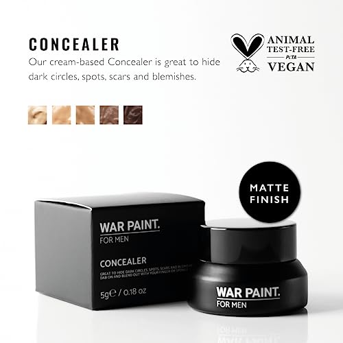 War Paint For Men Cream Concealer - Infused With Tea Tree Oil for Healthy Looking Skin - Vegan Friendly & Cruelty-Free - Blendable - Natural Looking Makeup For Men - Fair Shade - 5g