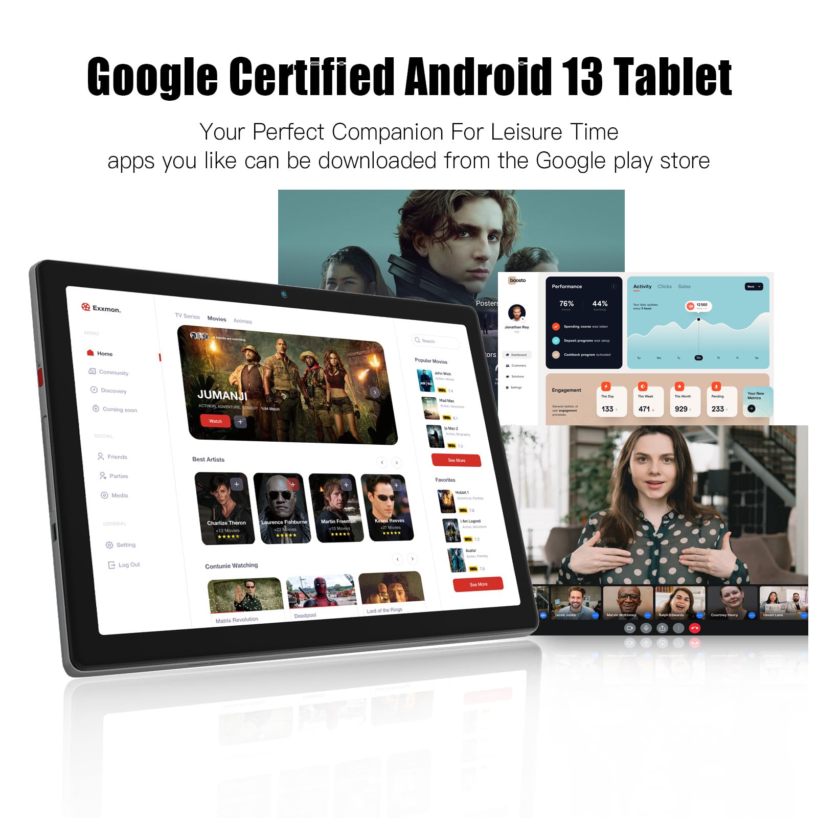 ROWT Tablet 10 Inch Android 13 Tablet 6(2+4)+64GB Quad Core Processor 1280×800 HD+IPS Screen, 2.4G WiFi, 5MP+8MP Camera, 5000mAh Battery,1-Year Warranty(Gray)