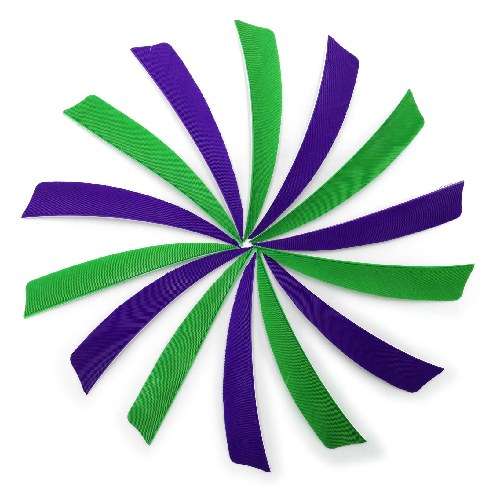 Obert Archery 60pcs Arrow Feathers 4 inch Hunting Arrows Fletching Right Wing Green Purple Shield Cut
