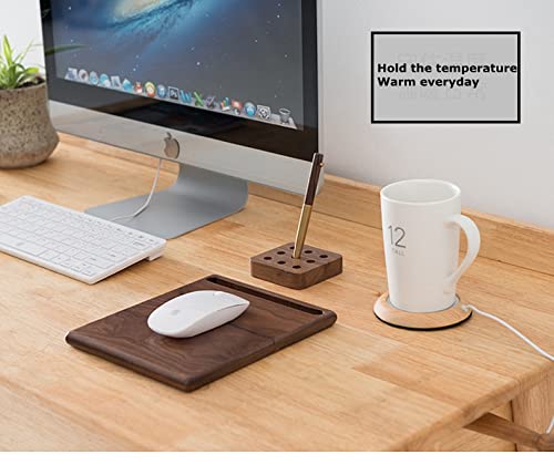 Wood Grain Electric Portable Cup Warmer Plate & Coffee Warmer & Mug Warmer with USB Cable for Office/Home/Travel Use, Suitable for Stainless Steel Cup, Ceramic Cup, Glass Cup, etc(Light Wood Grain)