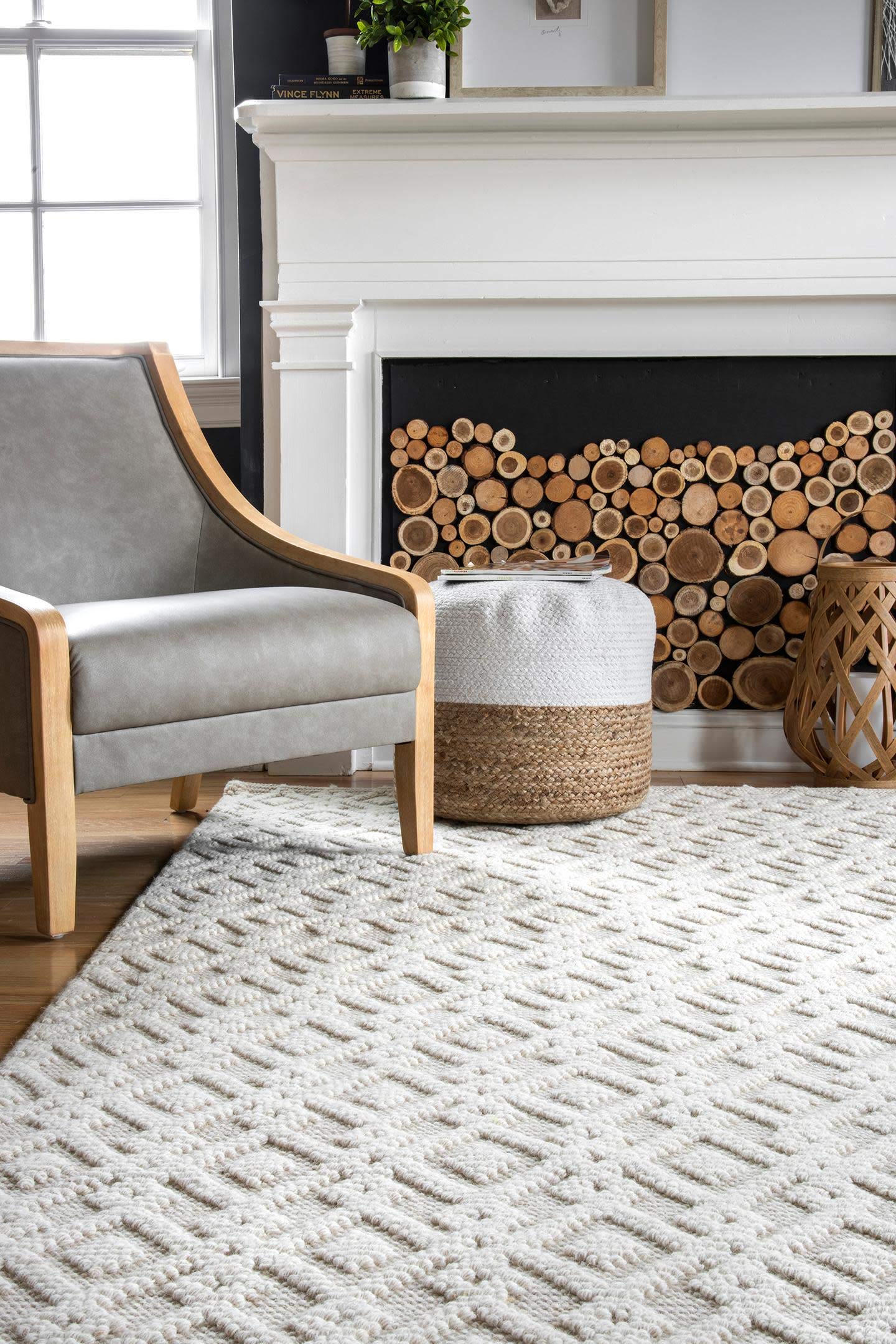 nuLOOM Kadence Diamond Trellis Texture Area Rug, 8x10, Ivory