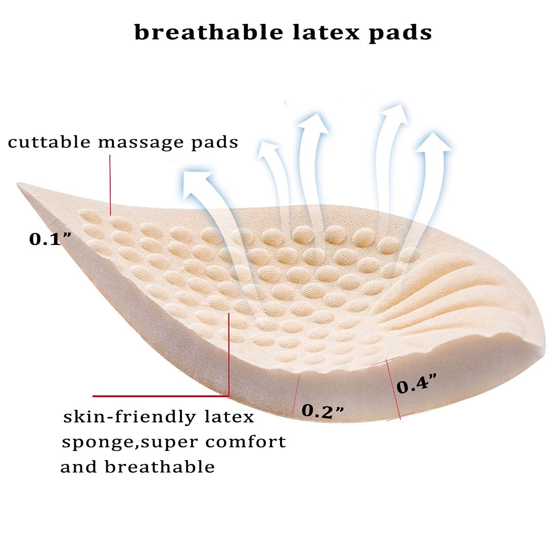 PRETTYWELL Bra Pads Inserts, 2 Pairs Latex Bras Inserts for Sports Bras, Bra Cups Inserts for Bikini Tops (Beige, S)