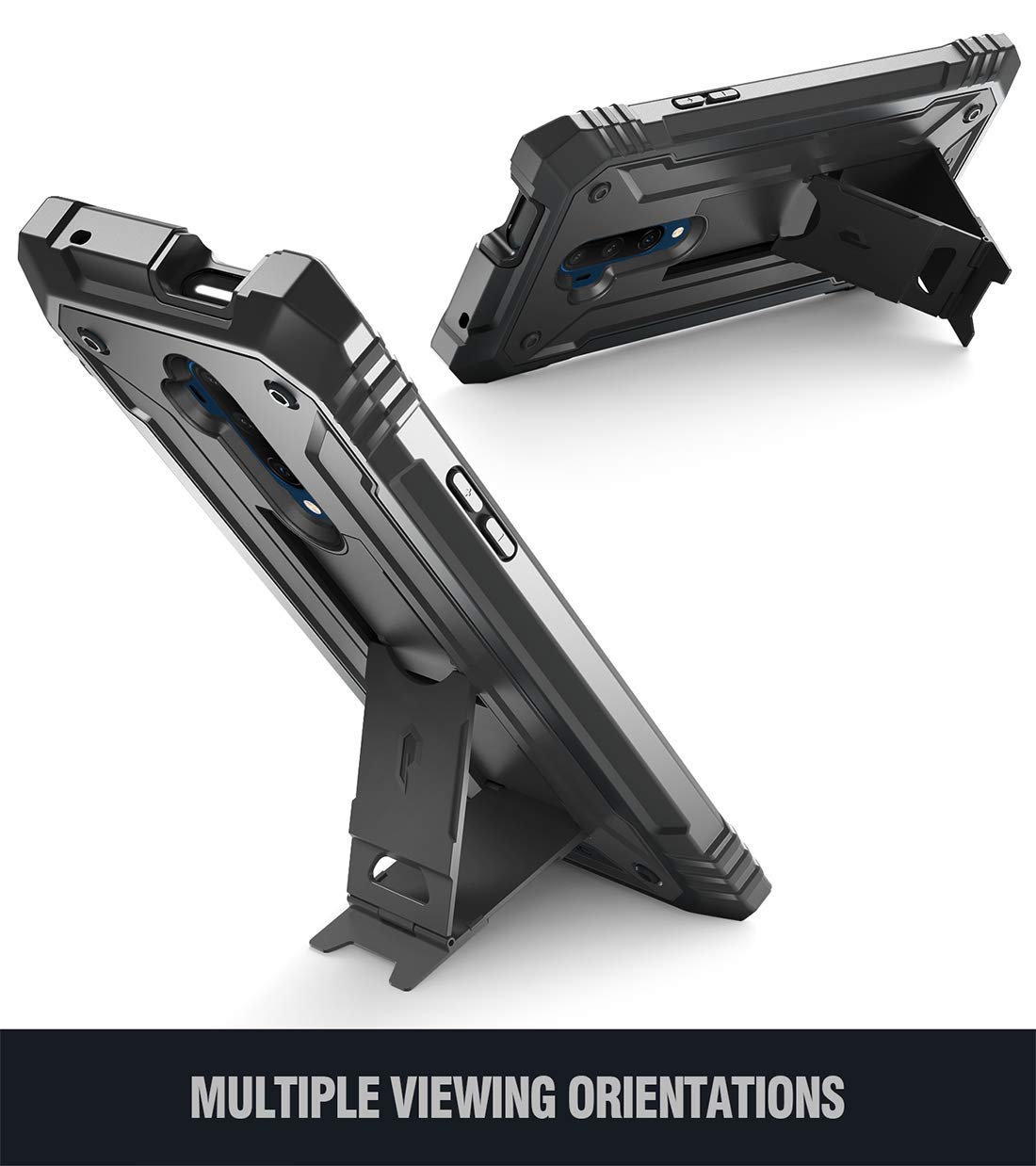 Poetic Revolution Case for OnePlus 7, [20FT Mil-Grade Drop Tested], Full-Body Rugged Dual-Layer Shockproof Protective Cover with Kickstand and Built-in-Screen Protector, Black
