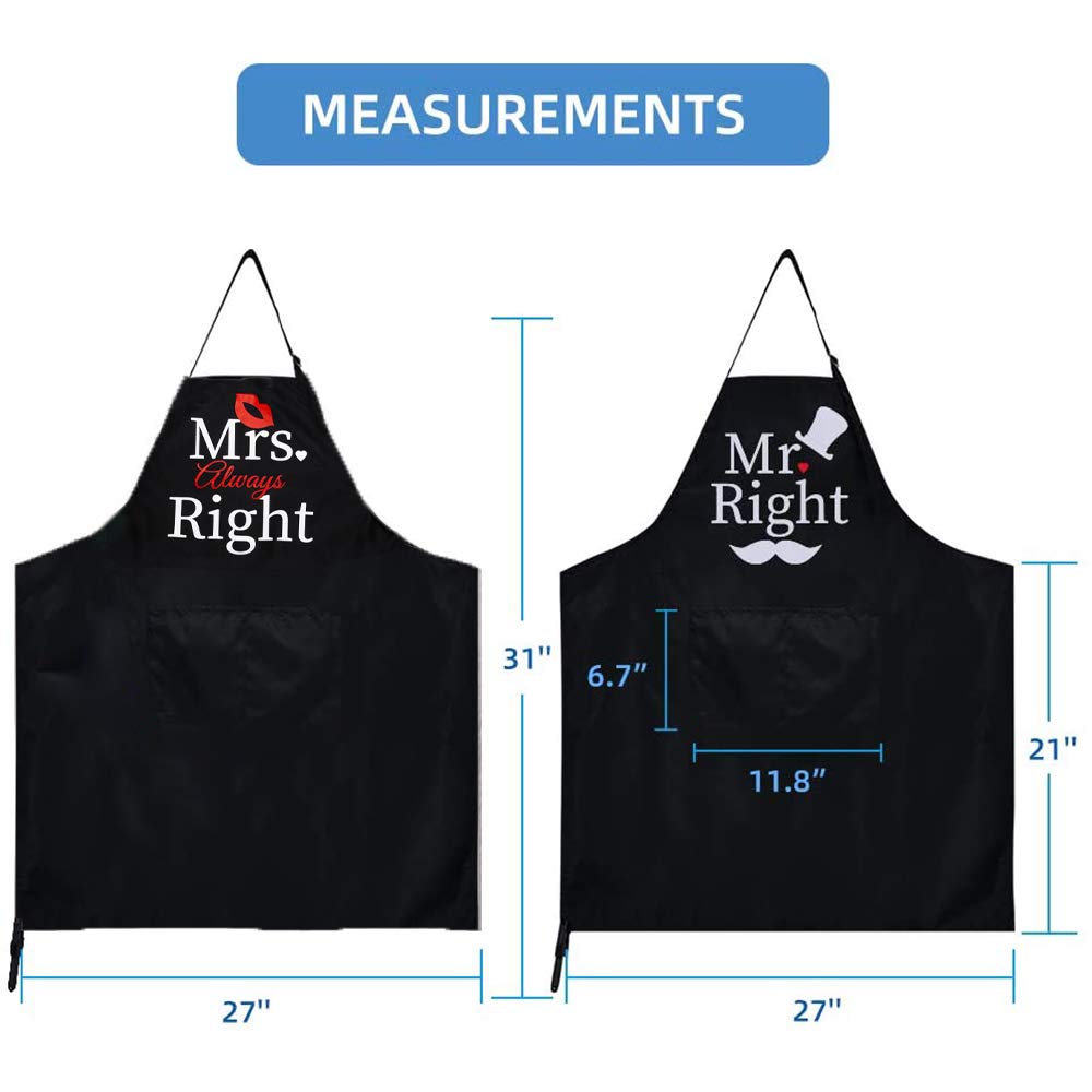 ZOORON Mr and Mrs 2 Pieces Kitchen Aprons Set Gifts, Anniversary Couple Gifts, Wedding Gifts for Couple,Aprons for Couplesā¦