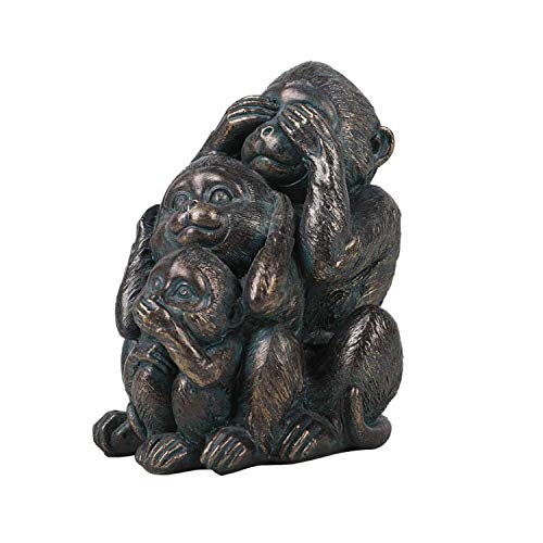 SUMMIT COLLECTION Stacked See No Evil Hear No Evil Speak No Evil Monkeys Totem Pole Figurine Home and Garden Decorative Accent Antique Bronze Finish 5 Inches Tall