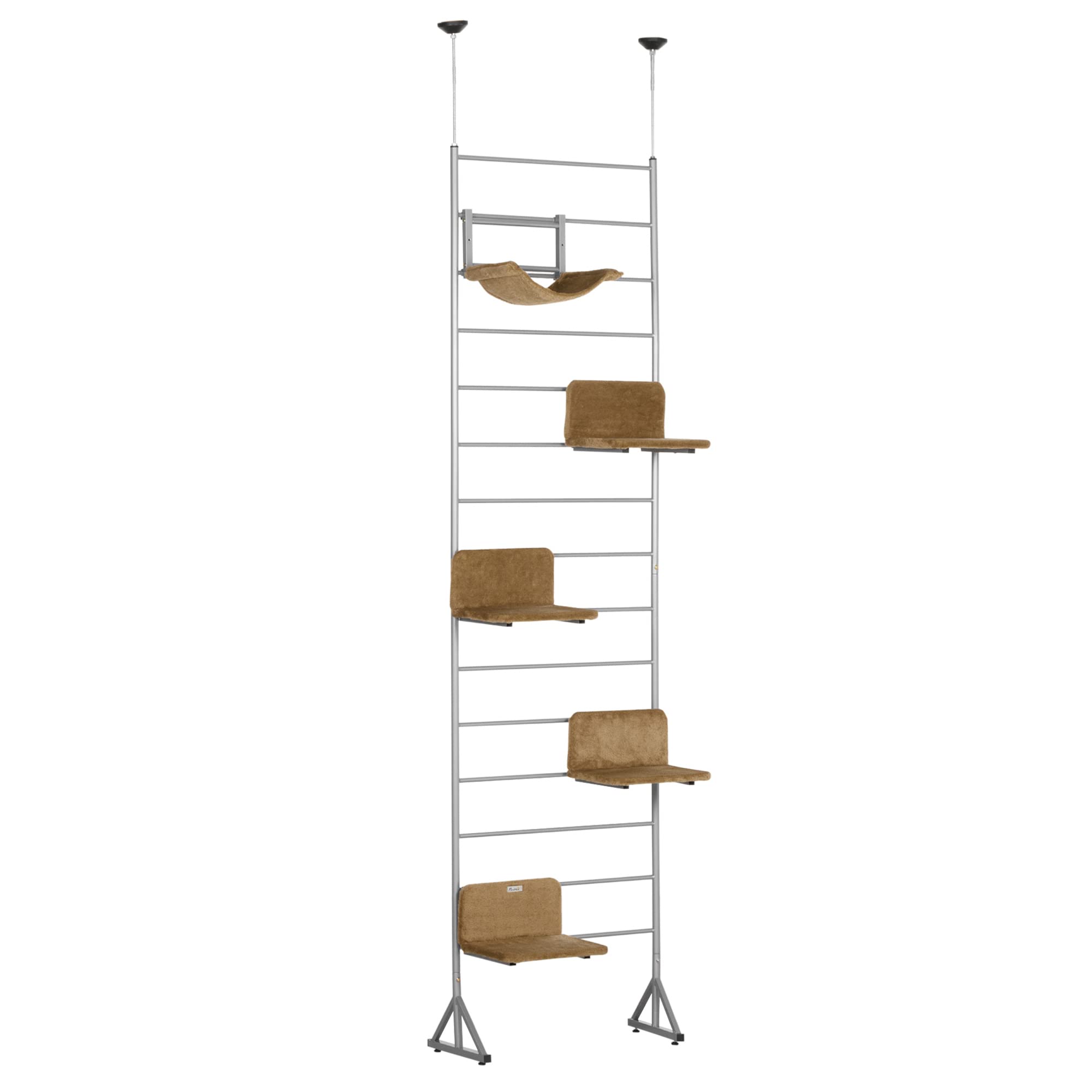 Pawhut 108" Floor-to-Ceiling Adjustable Staggered Climbing Cat Tree Tower