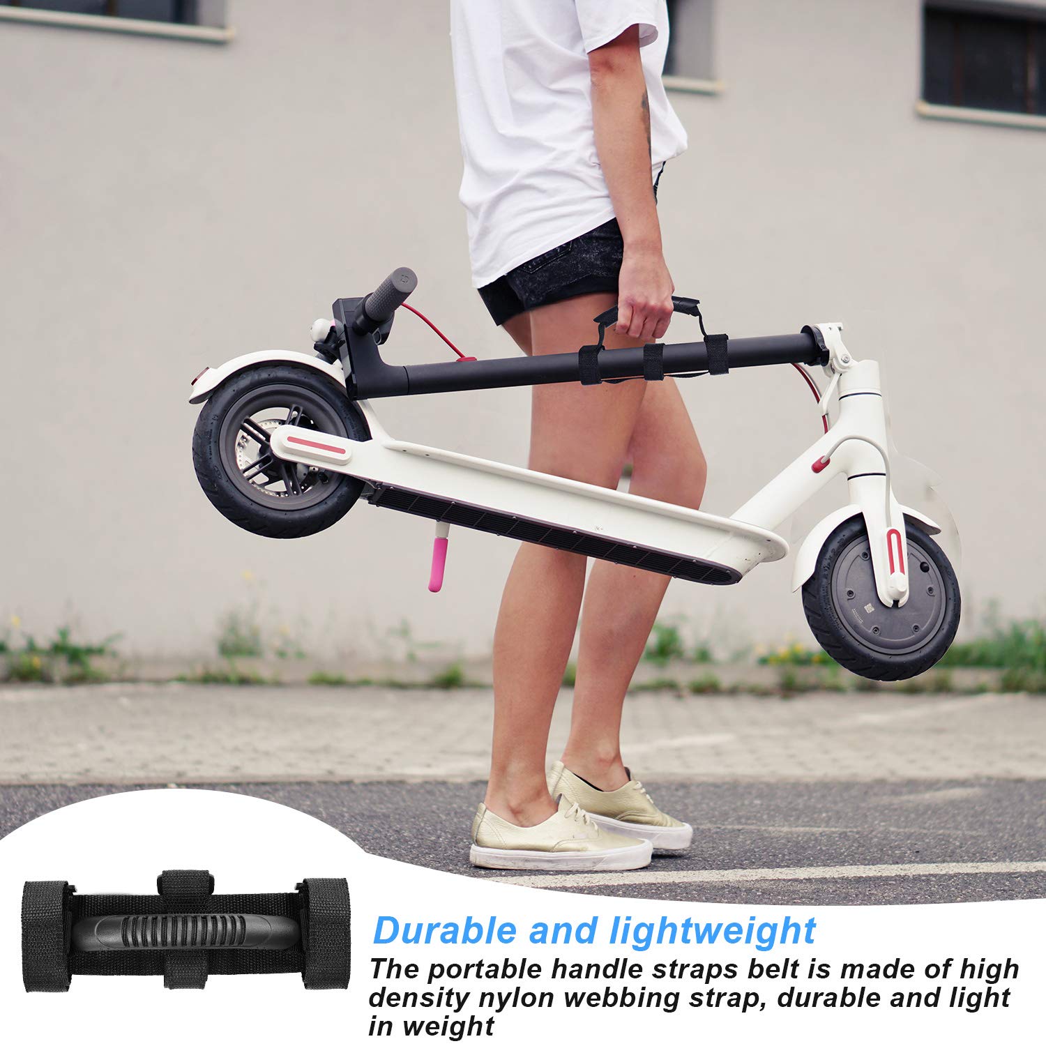 Portable Hand Carrying Handle Straps Carrying Handle Bandage Belt Webbing Scooter Carrying Accessories Phone Holder Compatible with Xiaomi M365 Mi Ninebot Electric Scooter Goods ES1/ ES2/ ES3/ ES4