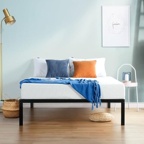 PrimaSleep 14 Inch Modern Metal Platform Bed Frame/Easy Assembly/Mattress Foundation/Wood Slat/No Box Spring Needed/Twin/Black