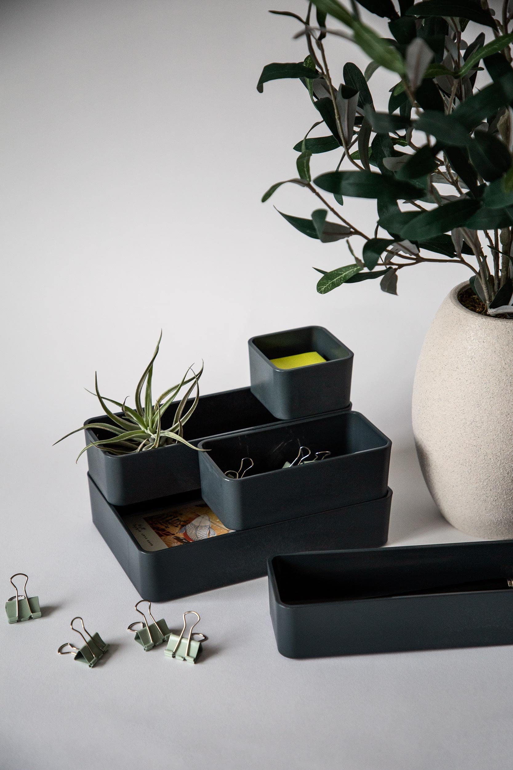 Three by Three Seattle Bamboo Fiber Stacking Organizing Bins: Eco-Friendly, Stylish, and Space-Saving Storage Solution