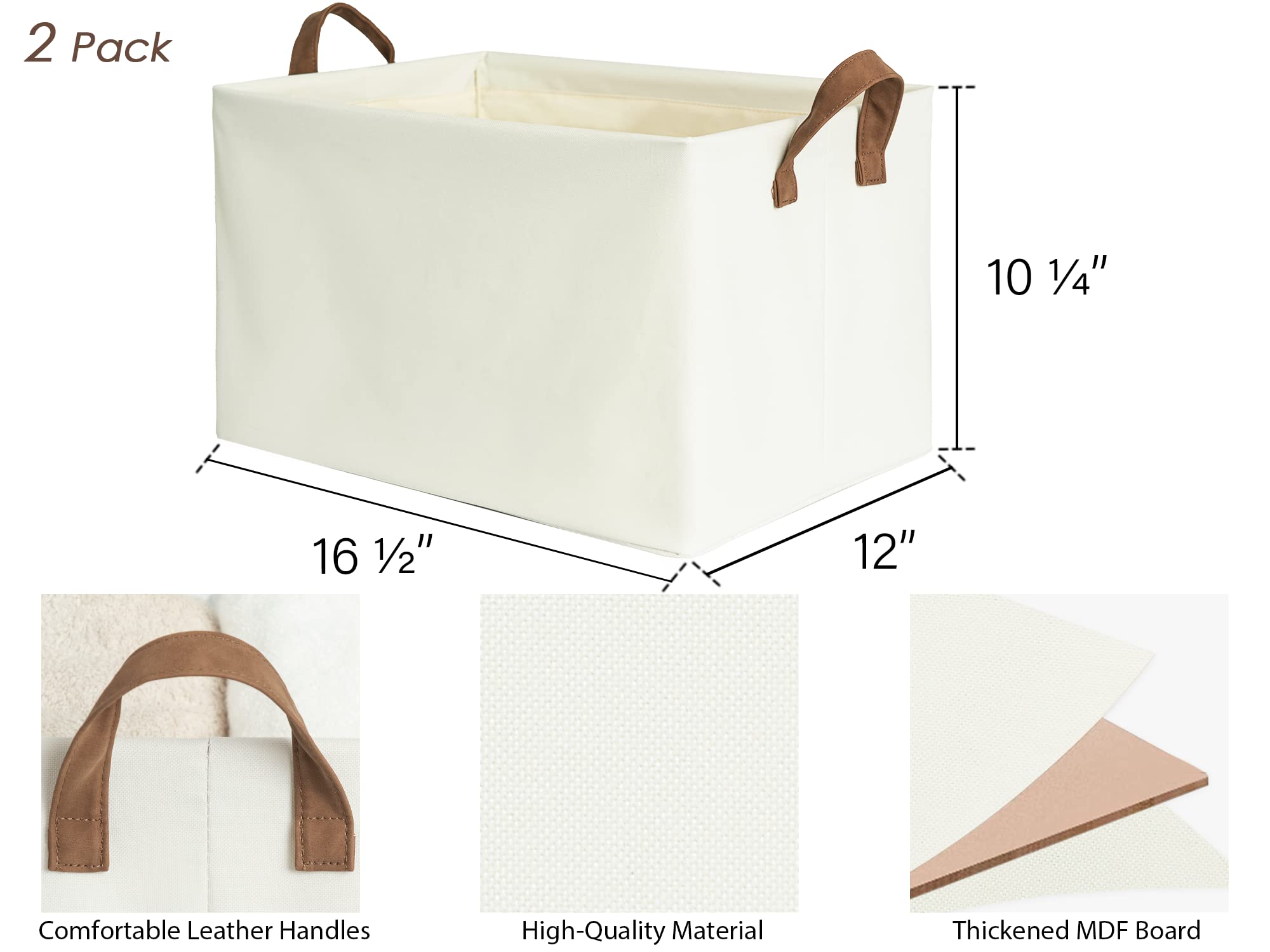 StorageWorks Storage Bins for Shelves and Fabric Storage Box with PU Handles