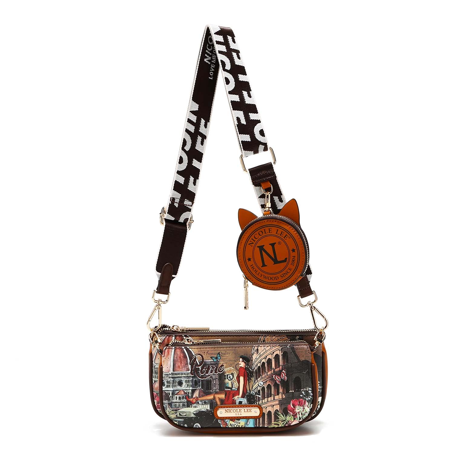 Nicole Lee 3 Piece Crossbody with Coin Purse (MEMORY OF ROME)
