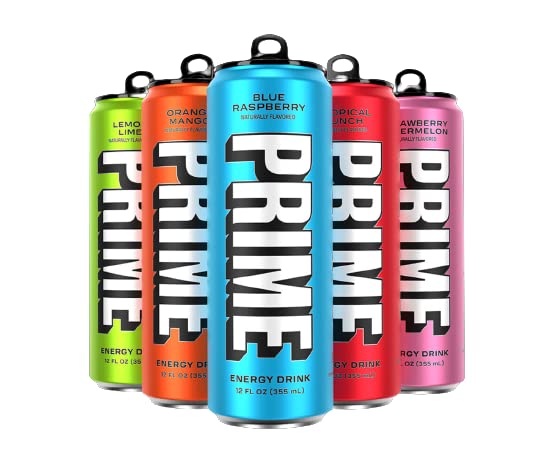 Prime Energy Drink 5 Flavor Variety Pack (1 of each flavor) Blue Raspberry, Lemon Lime, Tropical Punch, Strawberry Watermelon, & Orange Mango