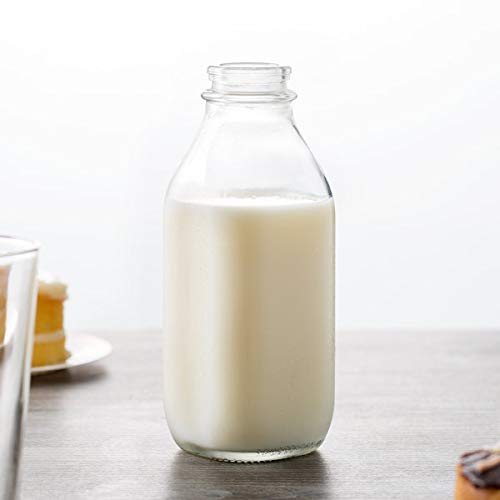 The Bar Glass Vintage Clear Glass Milk Juice Water Bottle with Lid 33.5 oz. (1)