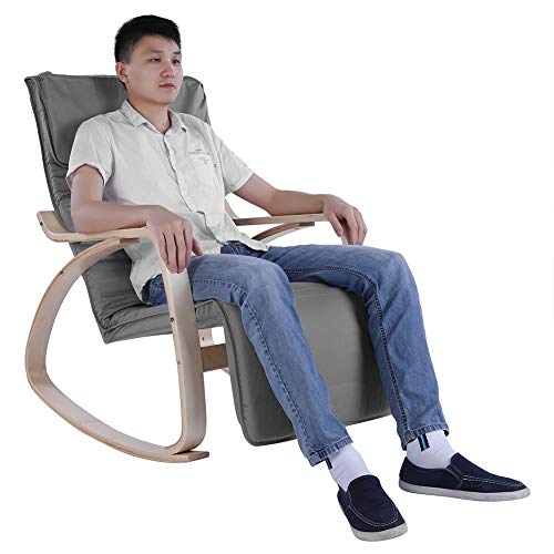 Relax Rocking Chair, Comfortable Adjustable Lounge Chair Recliners Modern Home Office Furniture (Dark Gray)