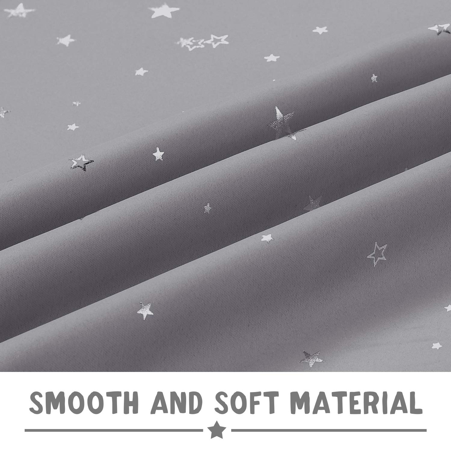 PrinceDeco Blackout Kids Curtains for Bedroom Thermal Insulated Silver Twinkle Star Curtains for Boys Antique Grommet Top Window Treatment 2 Panels Drapes for Nursery (52" W x 63" L, Grey/Silver)