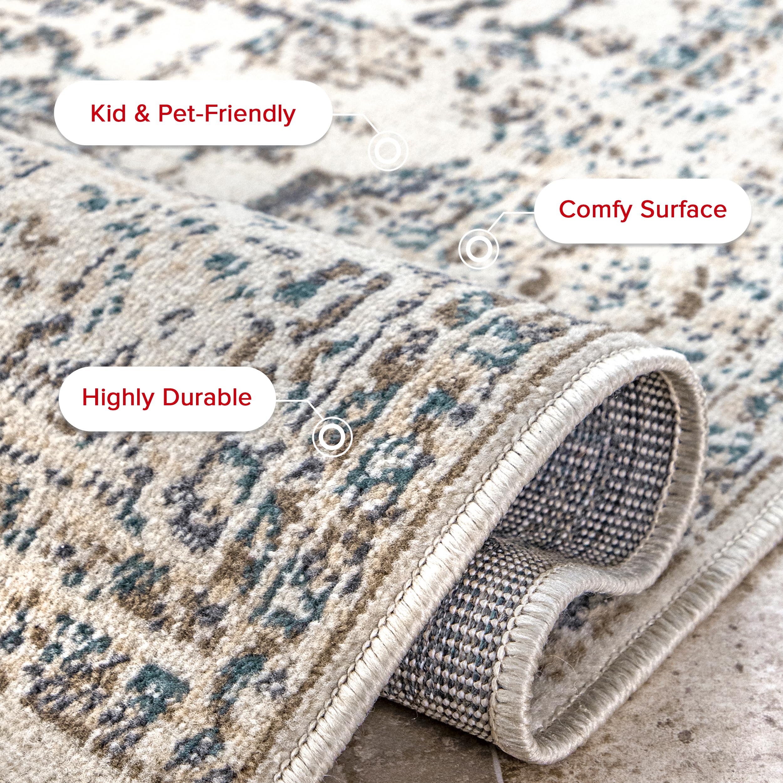 nuLOOM Tanith Vintage Medallion Area Rug, 9x12, Cream