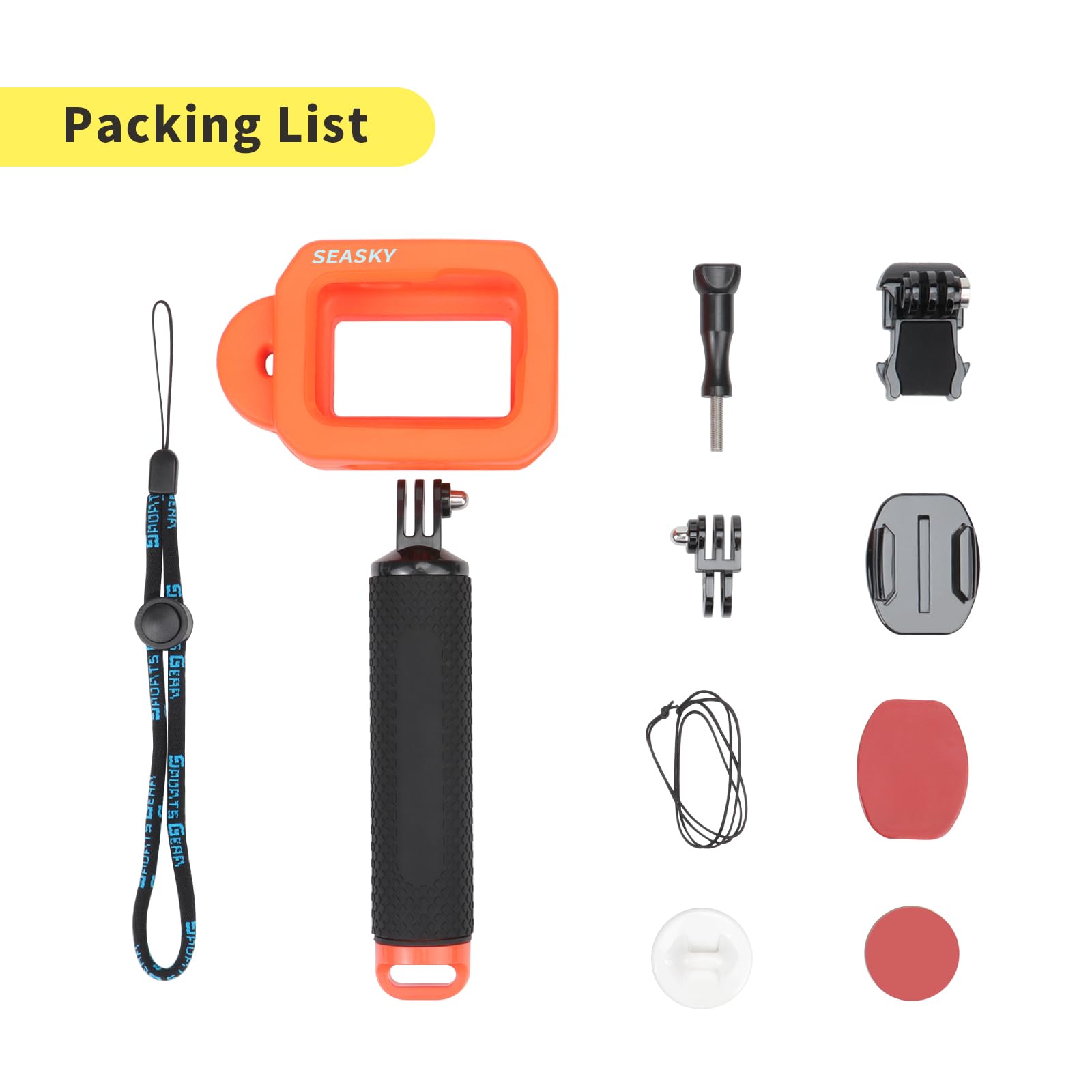 SEASKY Floaty Soft Foam Case & Hand Grip Stick Kit Set Accessories for Gopro Hero 12/11/10/9 Black Action Sports Camera Snorkeling Surfing, Wakeboarding Floating Protective Cage housing Shell Cover