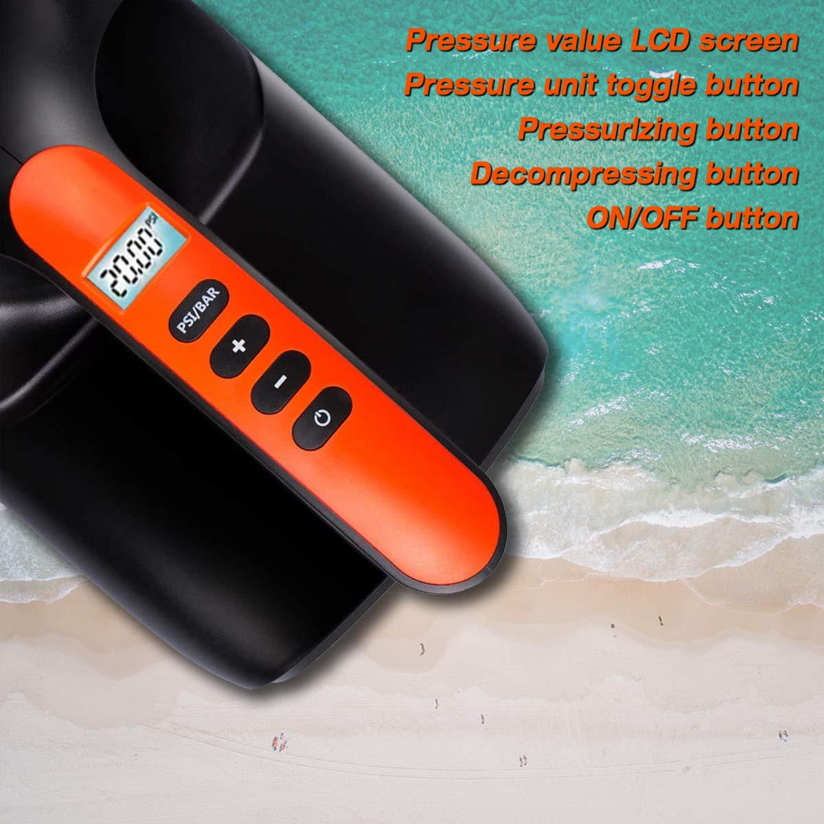 Paddle Board Pump,SUP Air Pump 20PSI High Pressure,Electric Portable Pump,12v Air Pump,Intelligent Dual Stage & Auto-Off Inflation & Deflation Function for Paddle Boards,Inflatable Boats,Kayaks