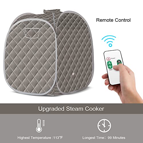 ZONEMEL Portable Steam Sauna for Home Full Body Sauna Spa, Relaxation, Personal Sauna with 3L 1000 Watt Steam Generator, 9 Temperature Levels, Remote Control-Dark Grey