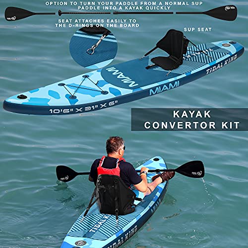 Tidal King Miami 10' 6" Stand Up Paddle Board ISUP - with Adjustable Paddle, Top Accessories - Pump, Leash & Backpack - Standard SUP or Kayak Kit Options (SUP/Kayak)